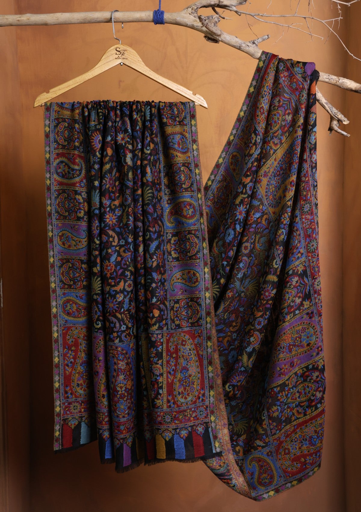 Pashmina Jamawar Shawl D#10 - Black 1 – Saleem Fabrics Traditions