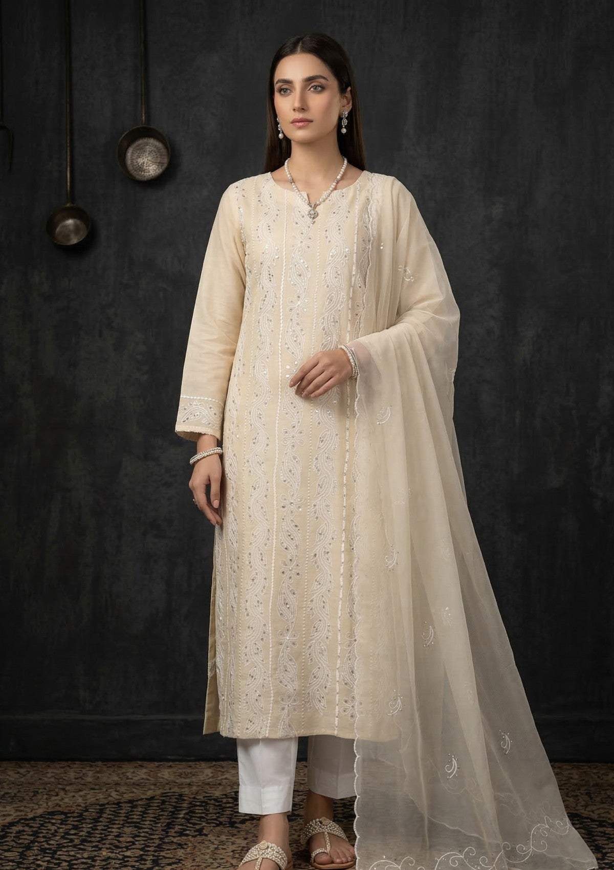 Formals - Riwaj - Fancy 26 - Ari & Mukesh Work - 2 Pcs - D#01 - Fawn ...
