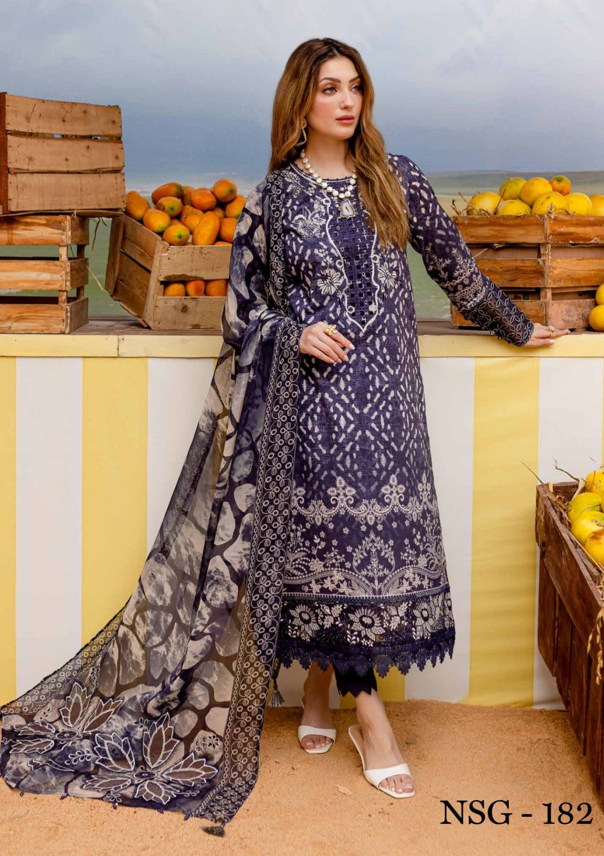 Lawn - Nureh - Gardenia 25 - NSG#182 – Saleem Fabrics Traditions