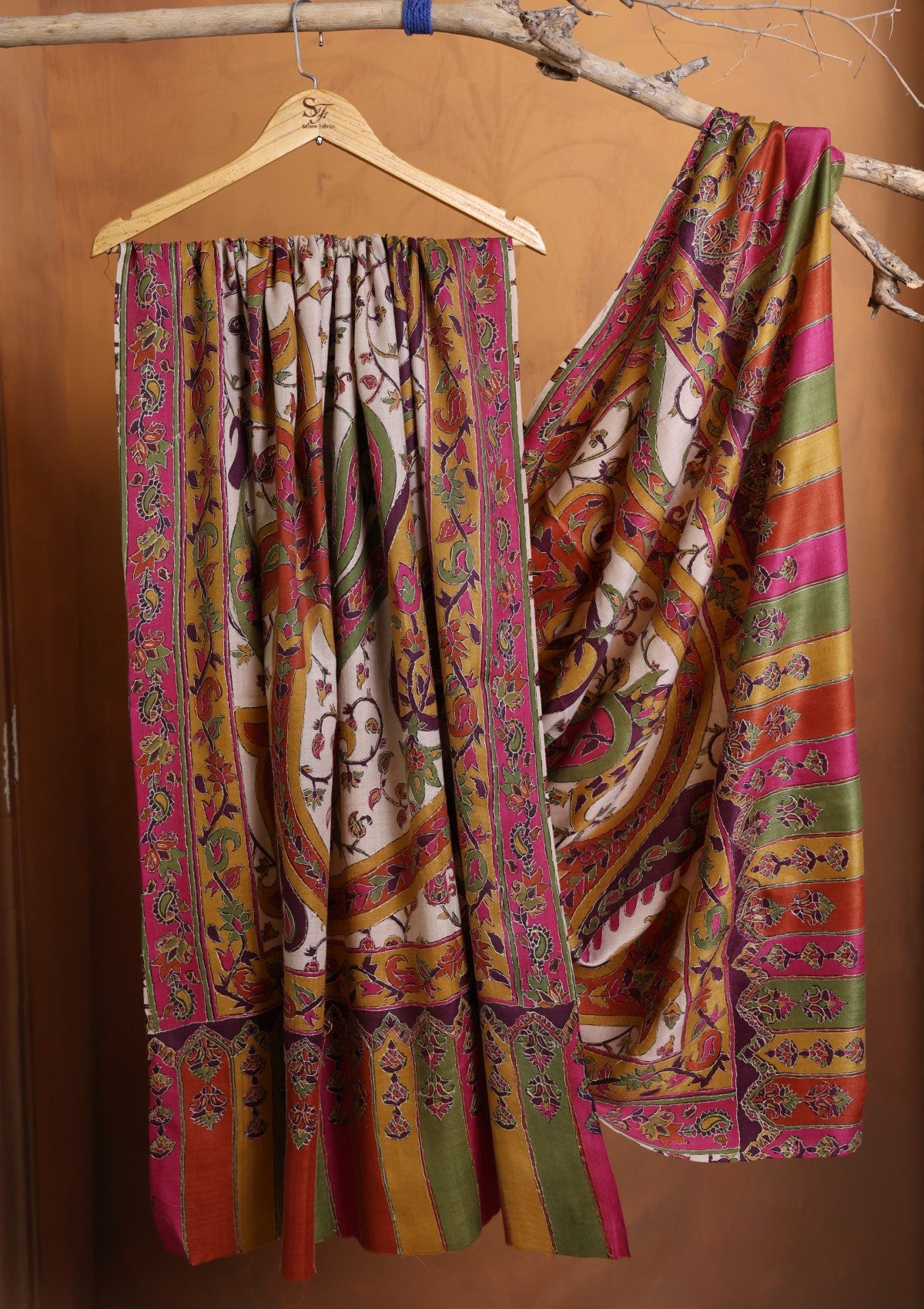 Pashmina Qalamkari Needle Work Shawl D#11 - Multi – Saleem Fabrics ...