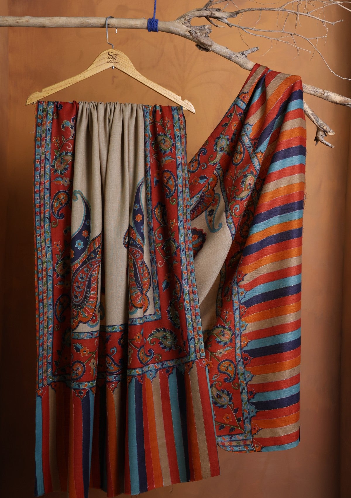 Pashmina Kalamkari Needle Work Shawl D#01 - Rust – Saleem Fabrics ...