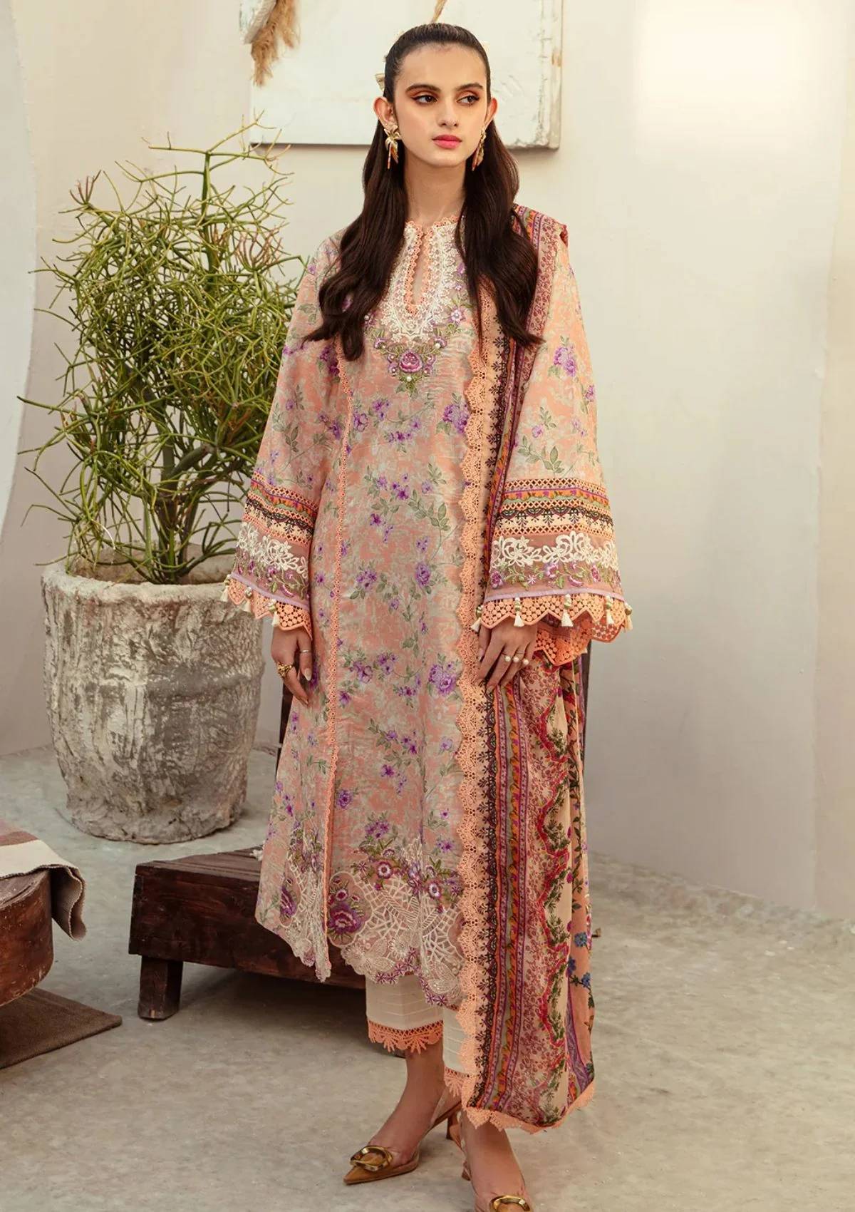 Lawn Collection - Alif - Affordable - AFL#7 - CORAL BLUSH – Saleem ...