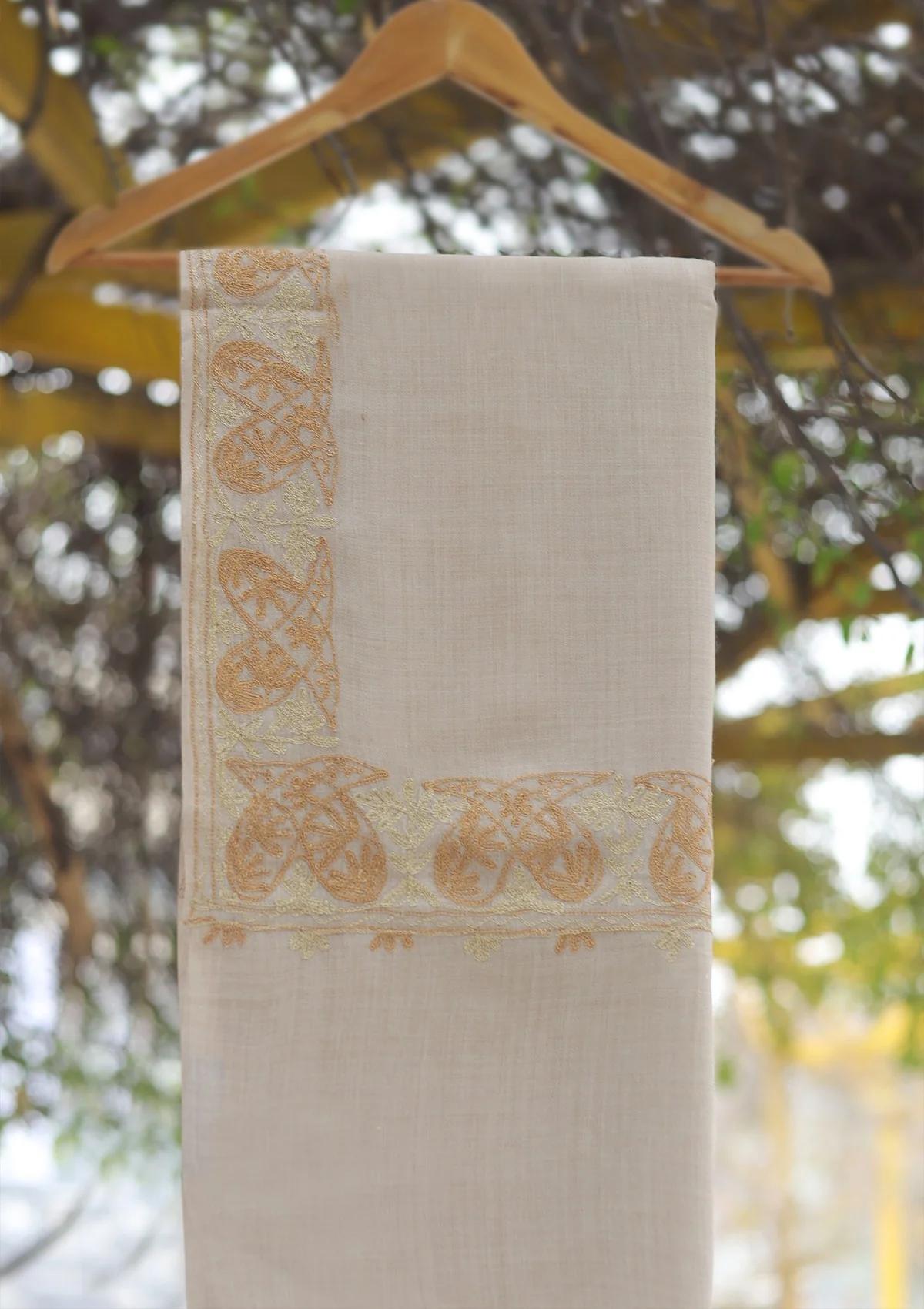 Wool Ari Work Shawl D - 24 - FAWN – Saleem Fabrics Traditions