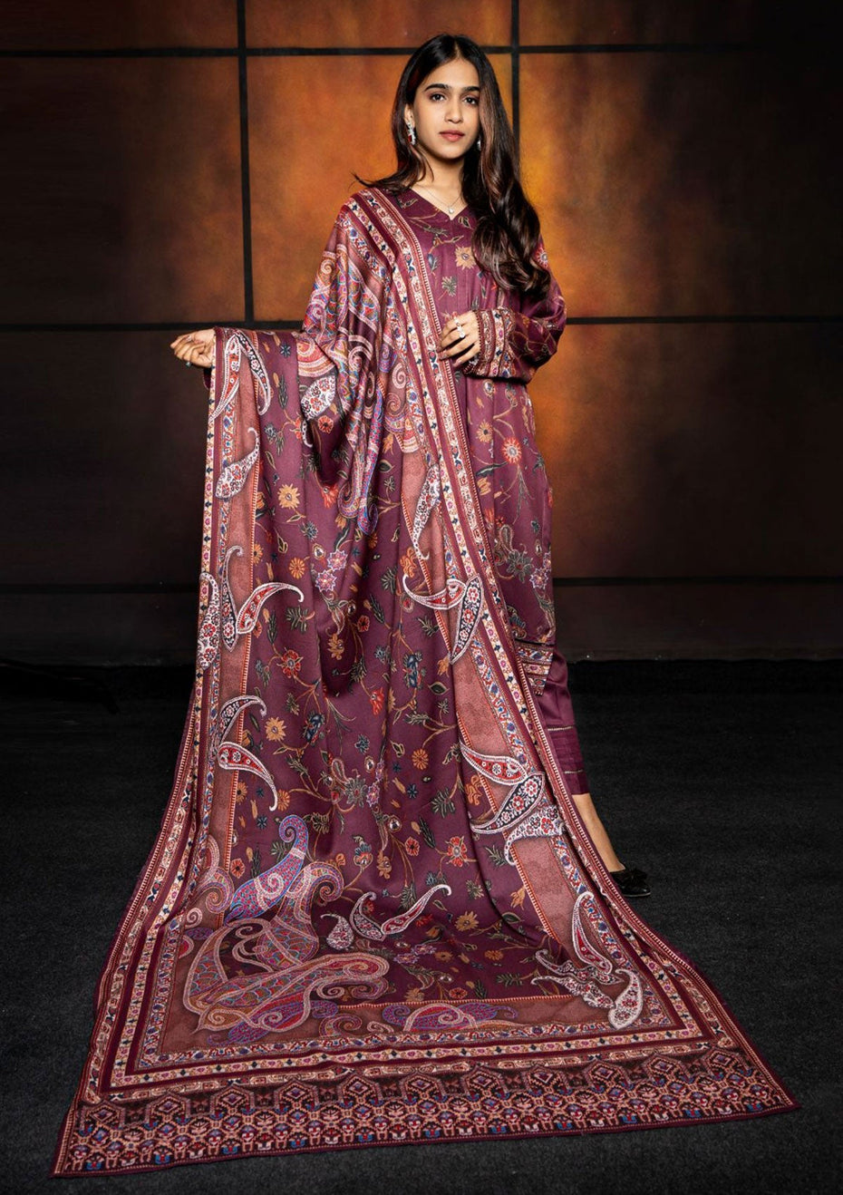 Winter Collection - Zaha - Unstitched - D#1 - Elmas – Saleem Fabrics ...